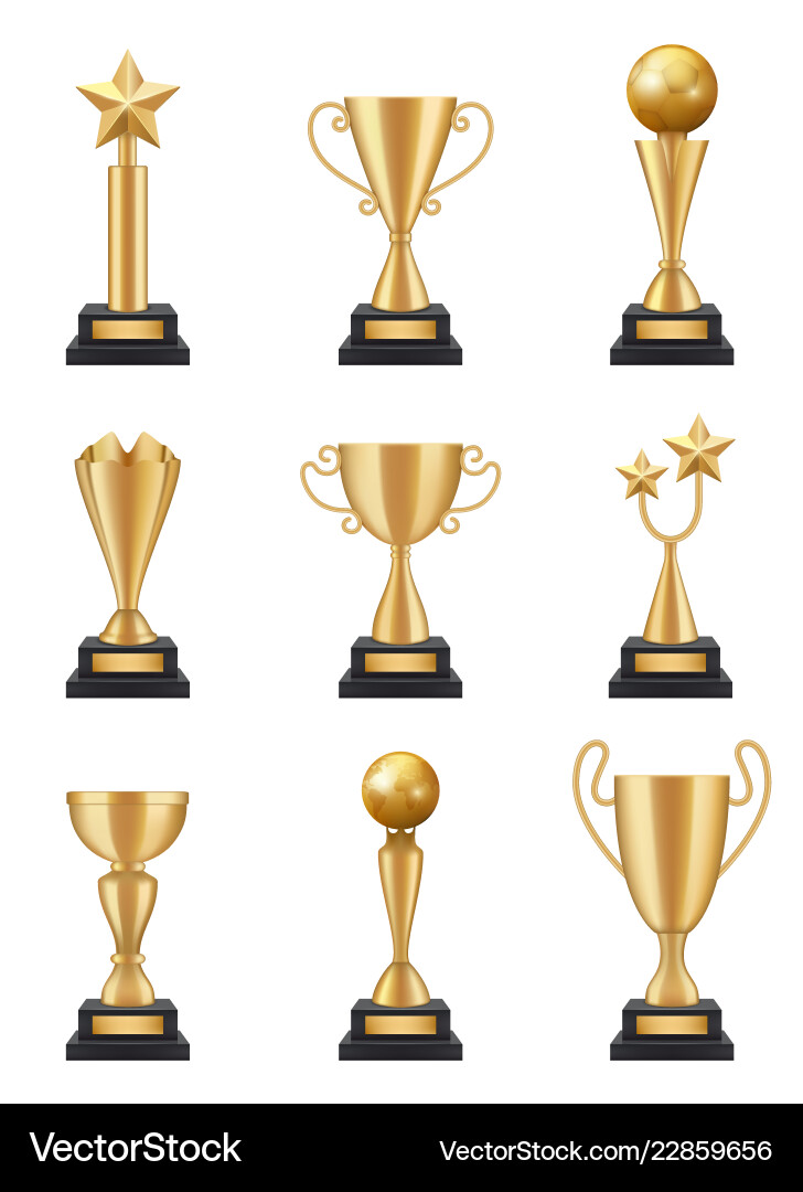 Golden cup realistic 3d sport competition winning Vector Image