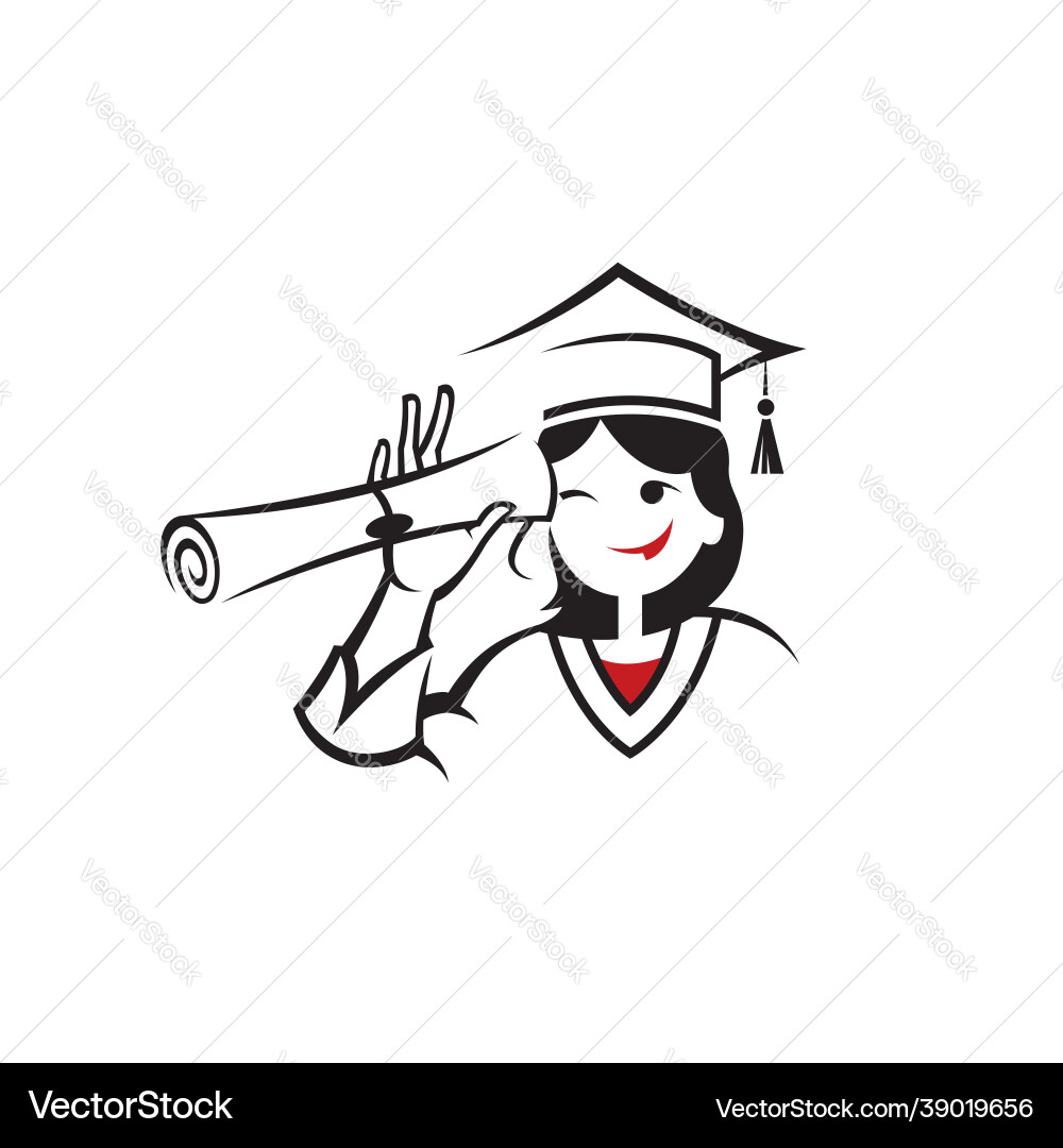 Graduate girl and diploma Royalty Free Vector Image