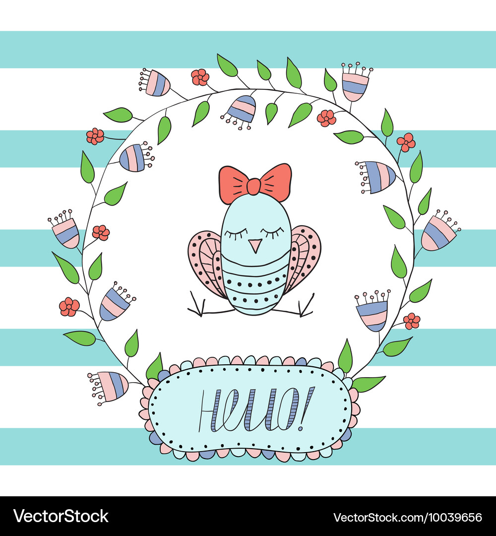 Greeting card invitation in a blue strip Vector Image