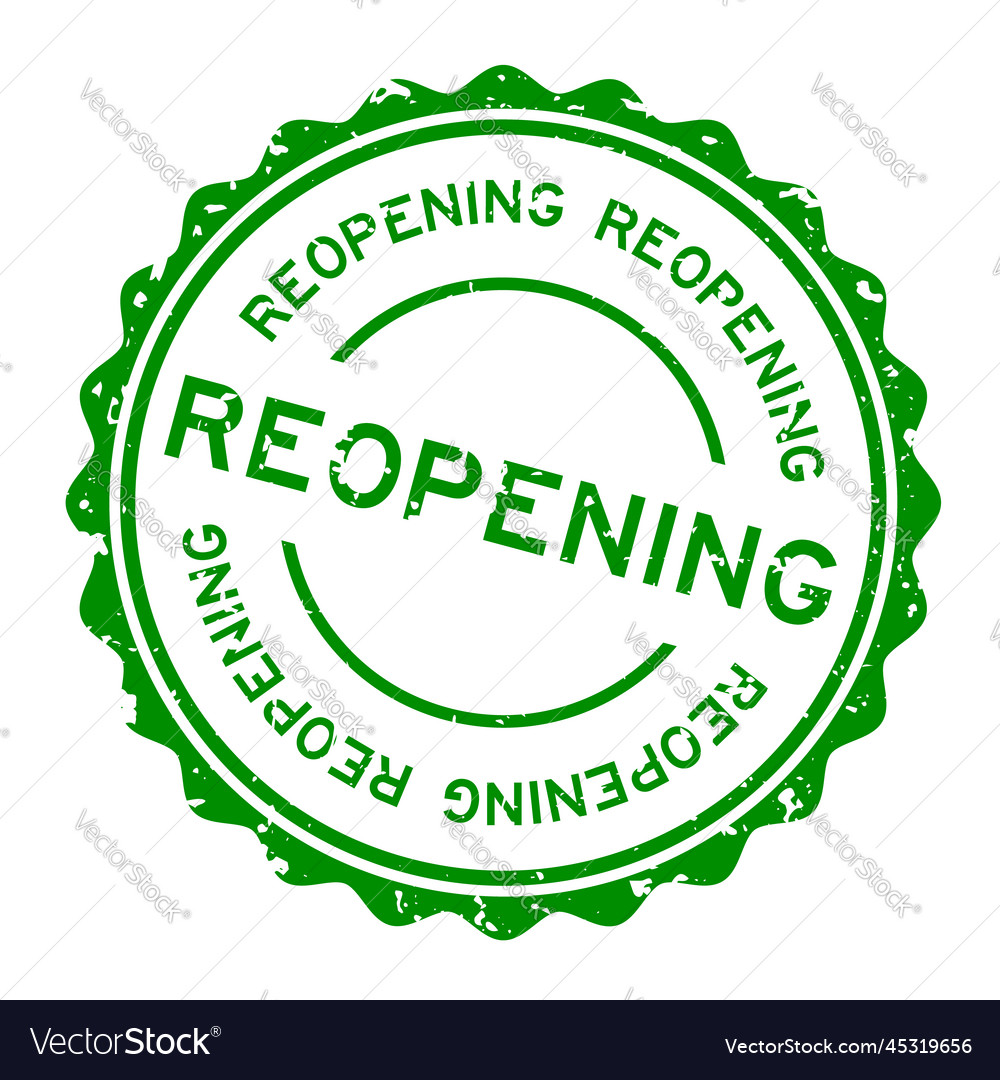 Grunge green reopening word round rubber seal Vector Image