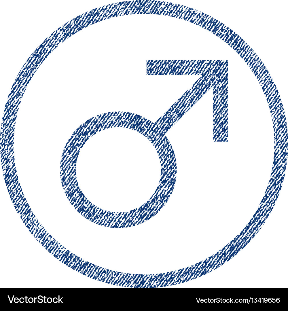 Mars male symbol rounded fabric textured icon Vector Image
