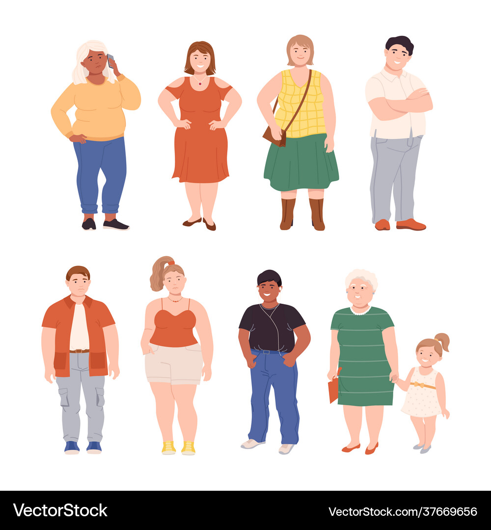 People characters with corpulent body in standing Vector Image