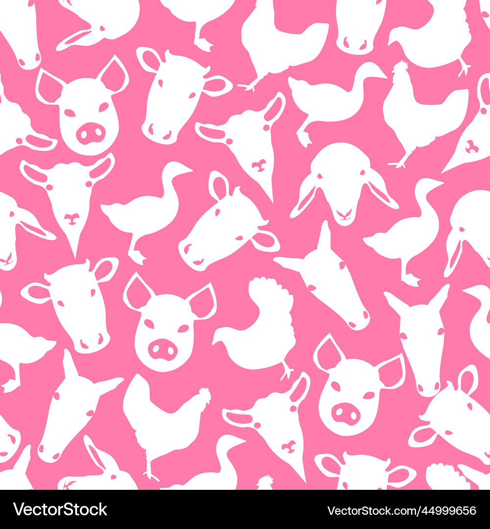 Pink domestic farm animal pattern design Vector Image