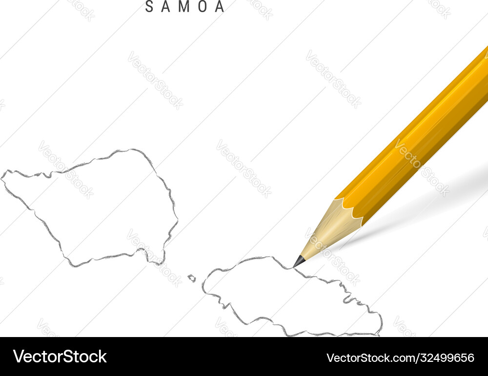 Samoa freehand pencil sketch outline map isolated Vector Image