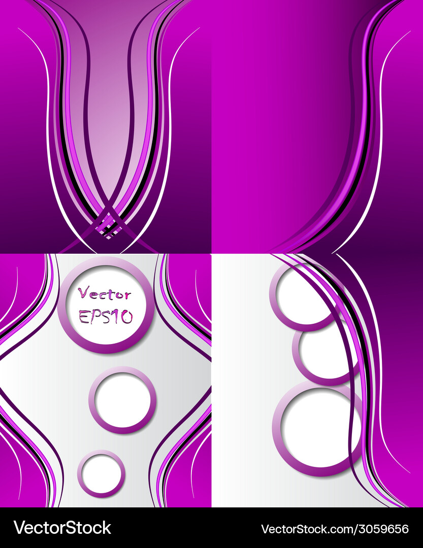 Set of abstract purple wavy background design Vector Image
