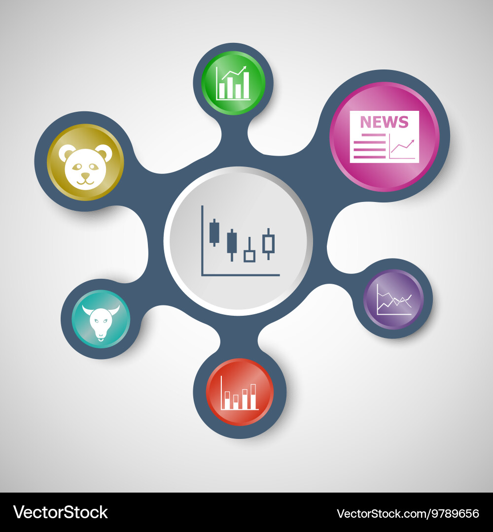 Stock market infographic templates with connected Vector Image
