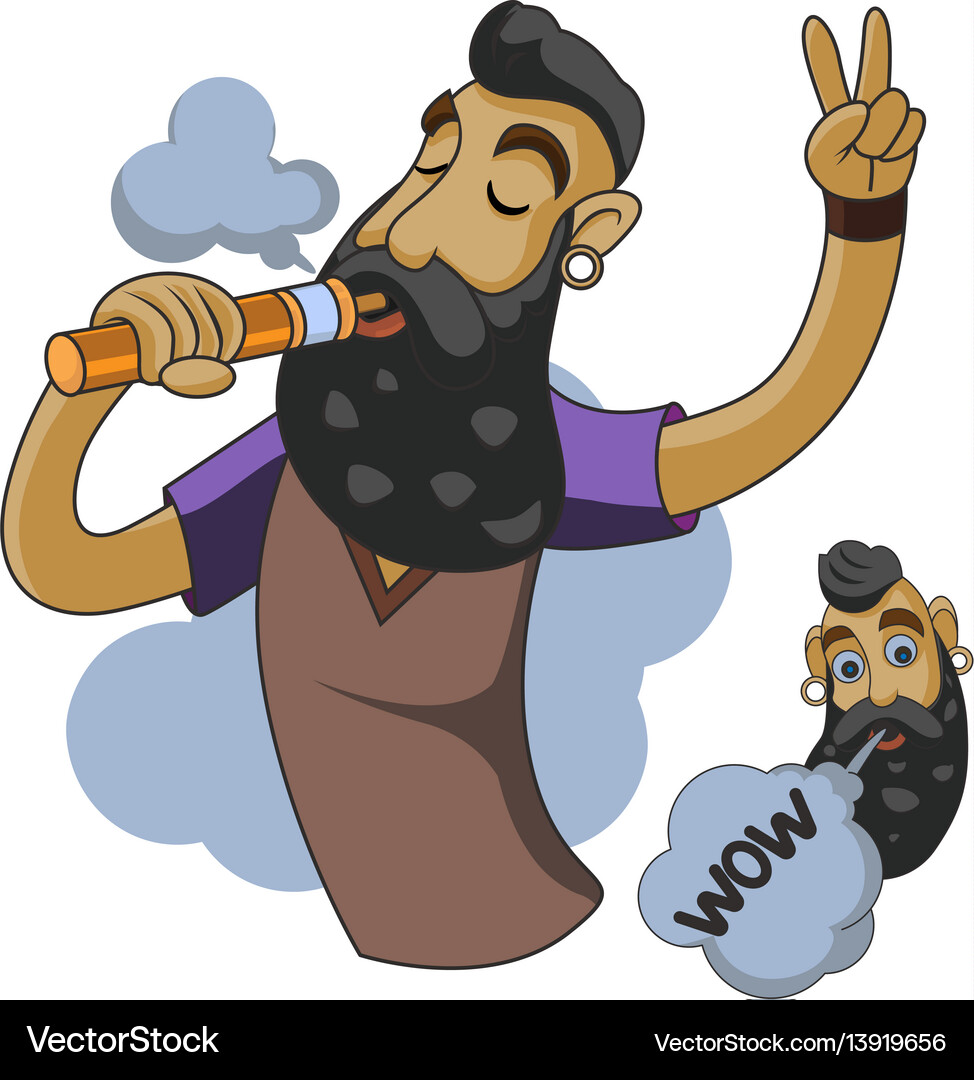 Vapor man with vape and cloud Royalty Free Vector Image