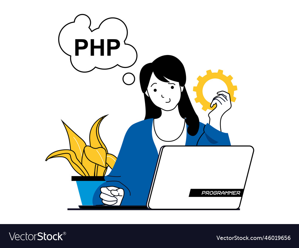 Web development concept with character situation Vector Image