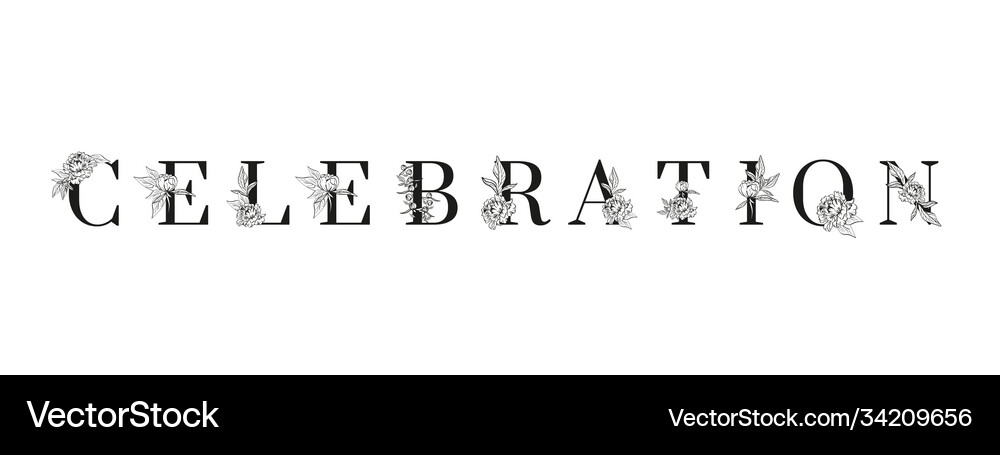 Word celebration beauty floral design Royalty Free Vector