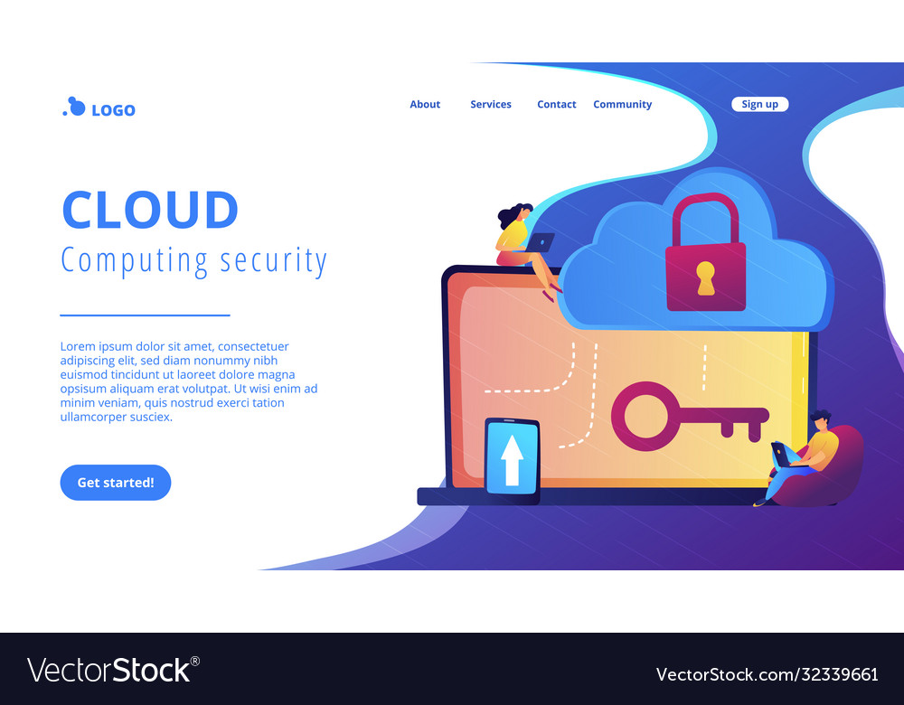 Cloud computing security concept landing page Vector Image
