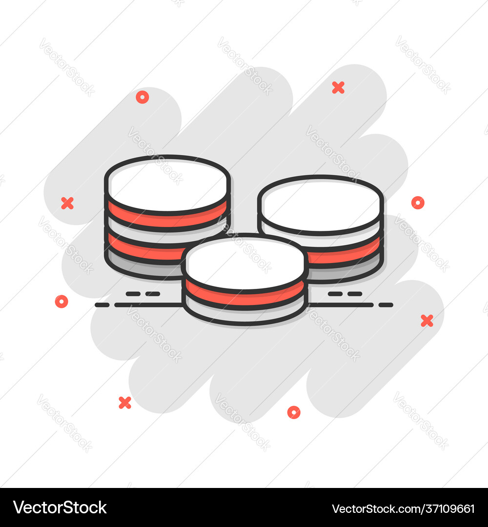 Coins stack icon in comic style coin cash cartoon Vector Image