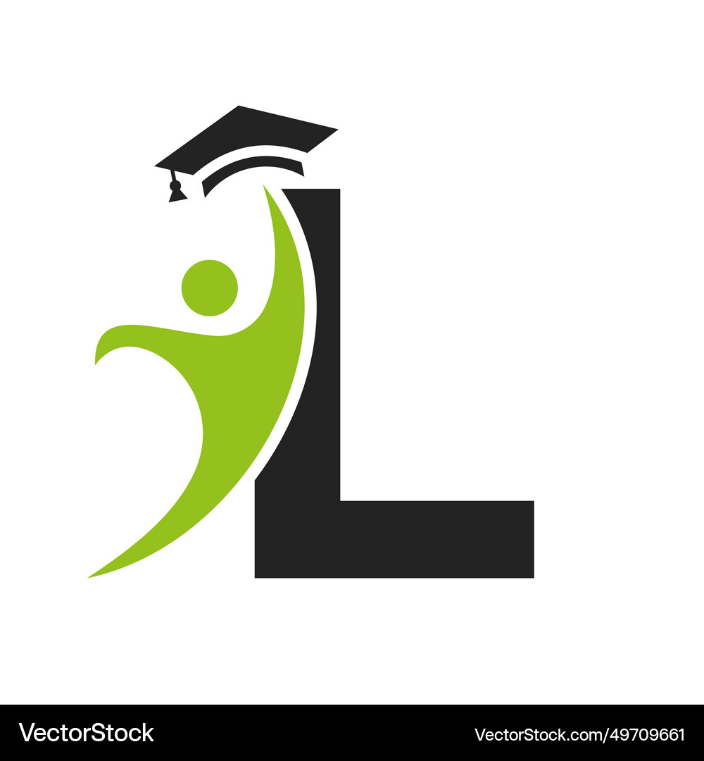 Education logo on letter l with graduation hat Vector Image