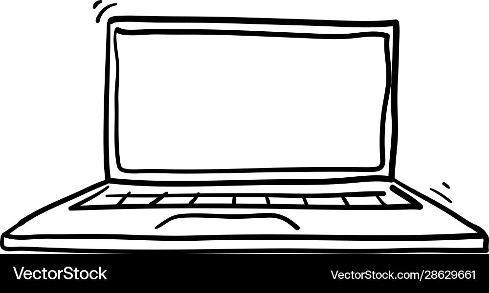 Laptop icon with hand drawn doodle style isolated Vector Image