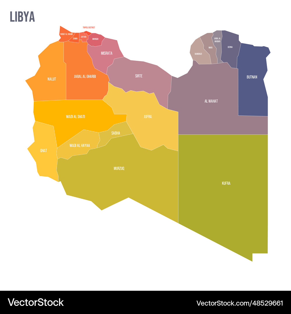 Libya political map of administrative divisions Vector Image