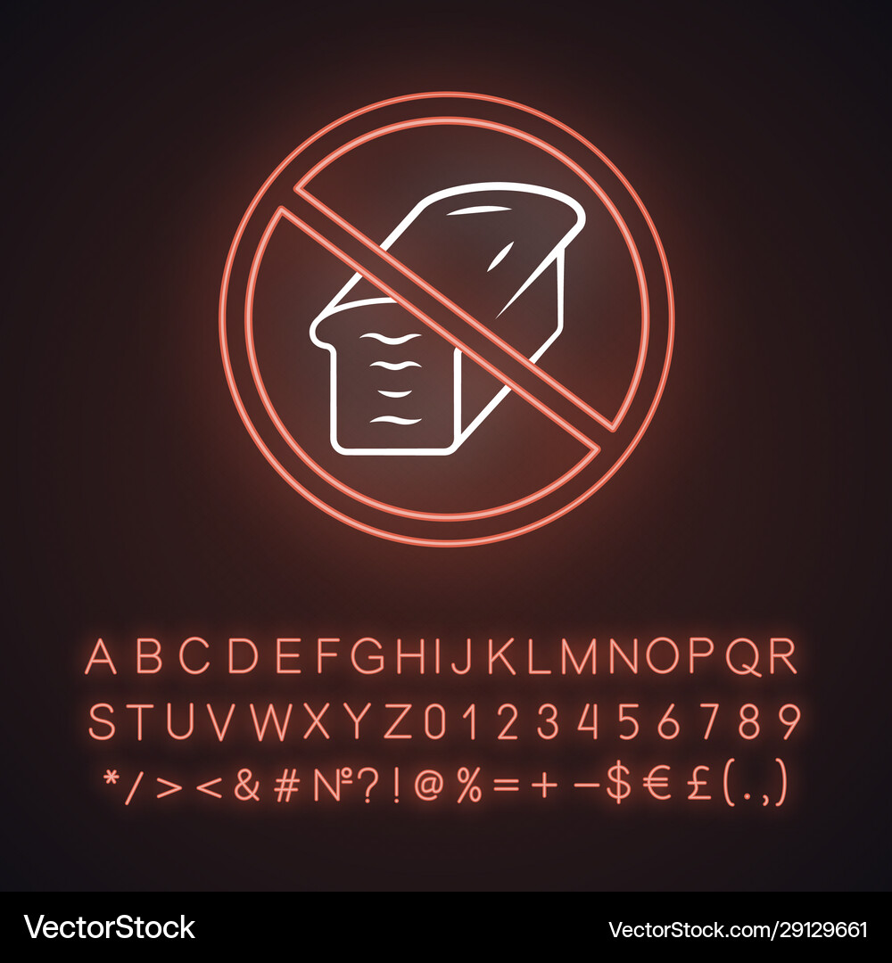 Low carb diet neon light icon carbohydrate and Vector Image