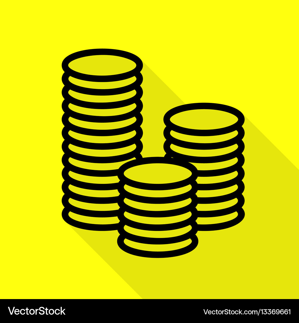 Money sign black icon with flat Royalty Free Vector Image