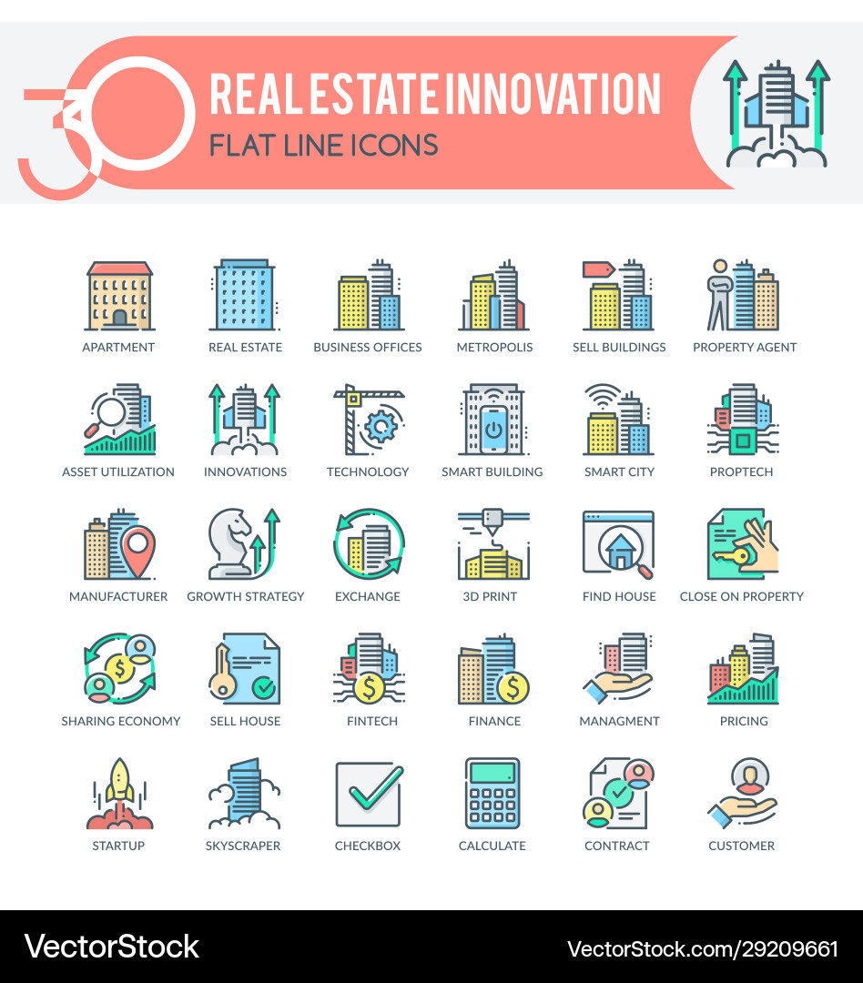 Real estate innovation icons Royalty Free Vector Image