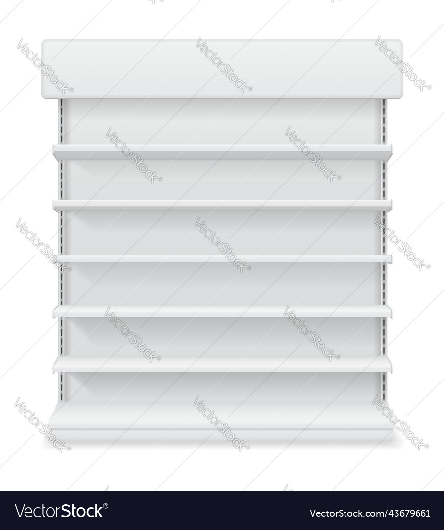 Shelving rack for store trading with a sign Vector Image