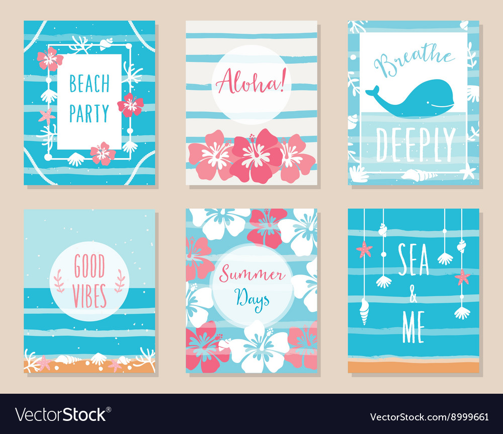 Summer Ocean and Beach Posters and Cards Vector Image