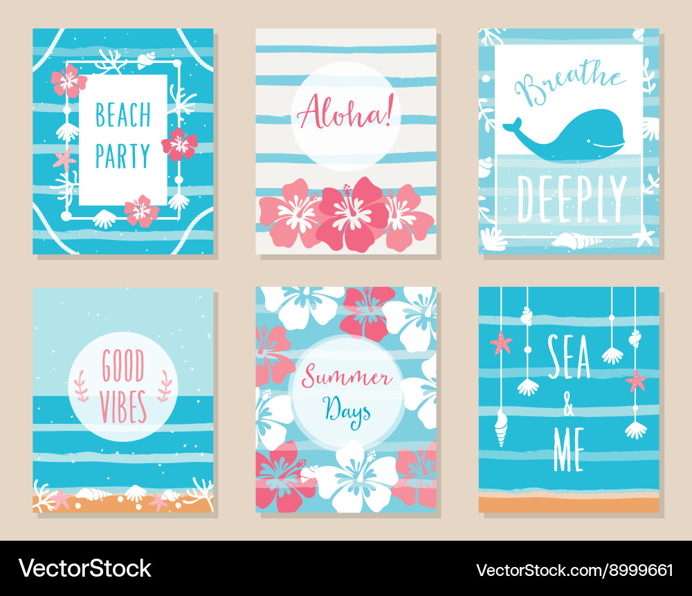 Summer ocean and beach posters cards Royalty Free Vector