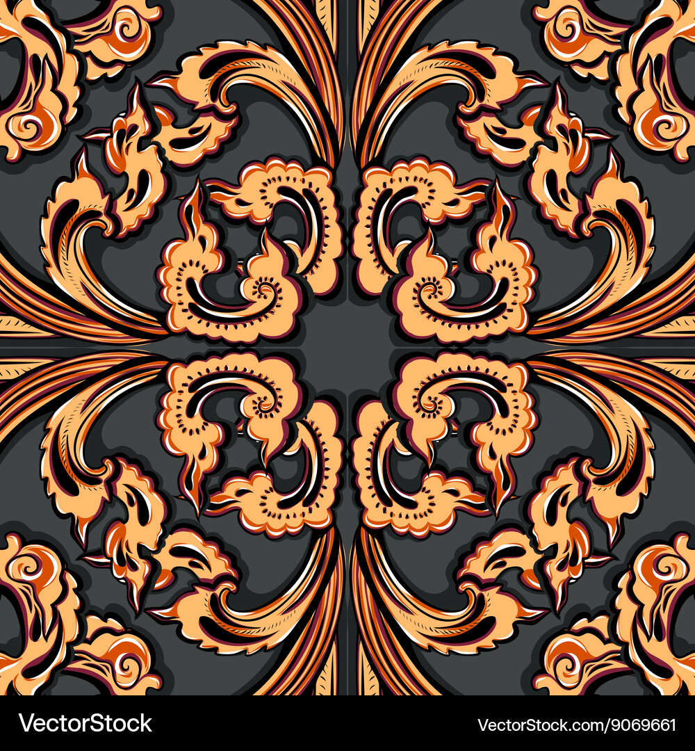 Thai floral decorative ornamental seamless Vector Image