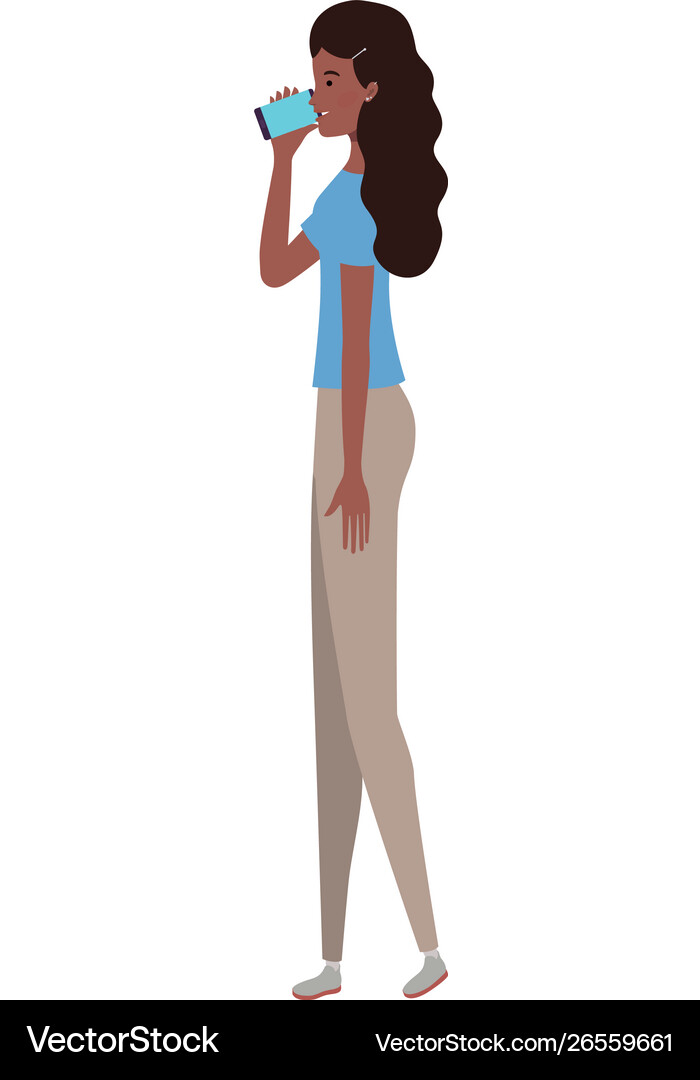 Young woman standing on white background Vector Image