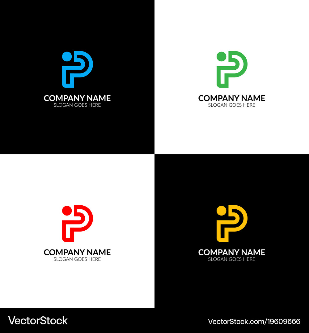 Bold letter p and i logo icon flat design Vector Image