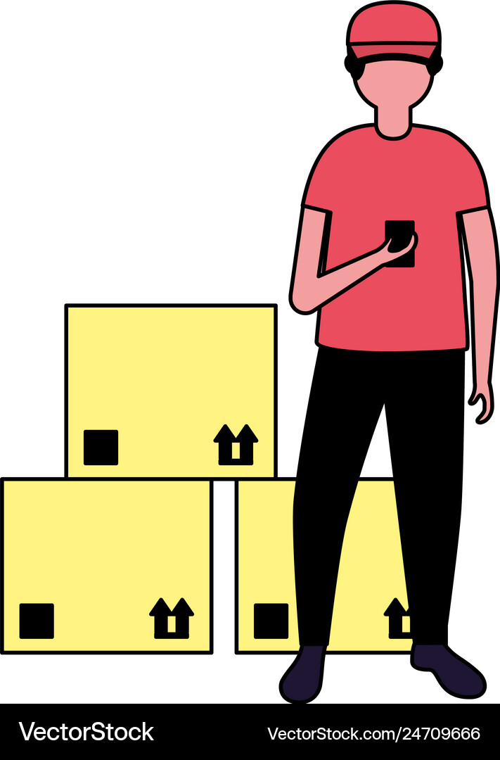 Delivery man employee labor on white background Vector Image