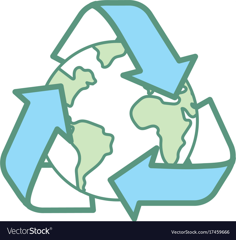 Earth planet with recycle symbol design Royalty Free Vector