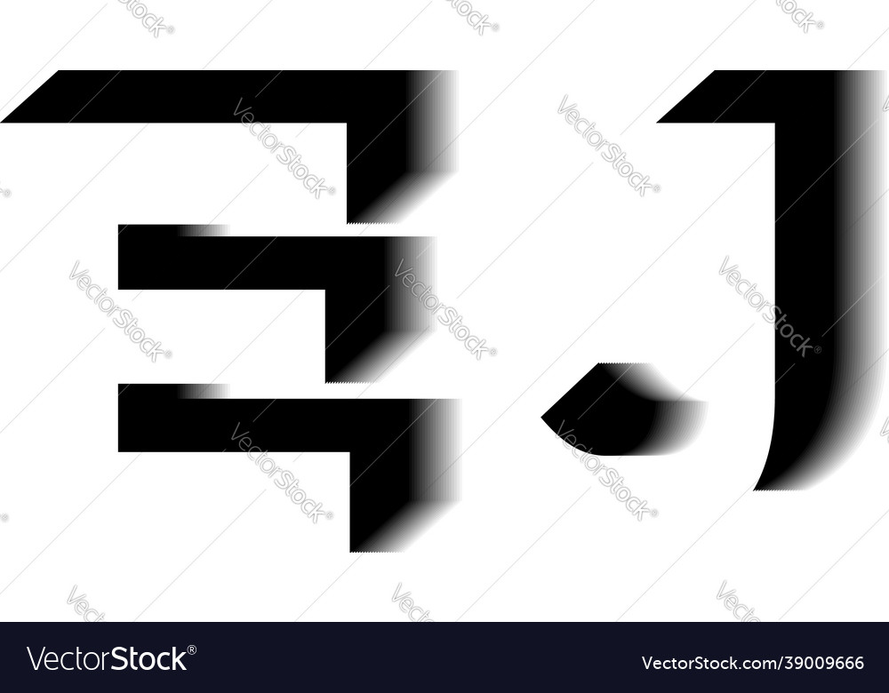 Ej monogram shadow shape style Royalty Free Vector Image