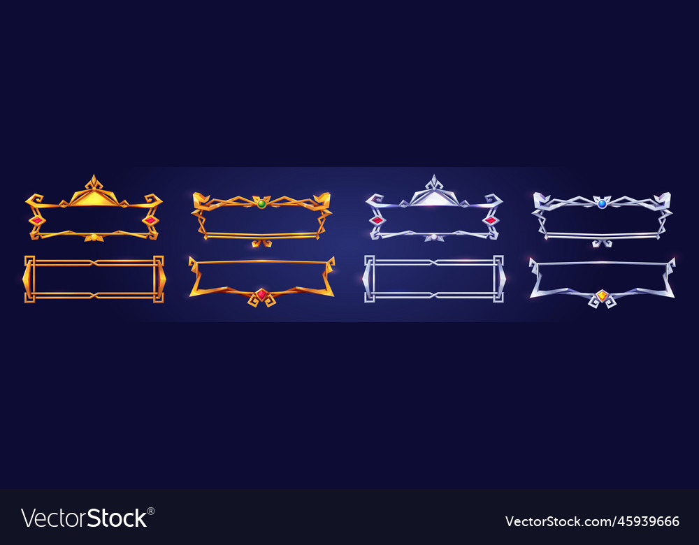 Empty rectangle game frames in medieval style Vector Image