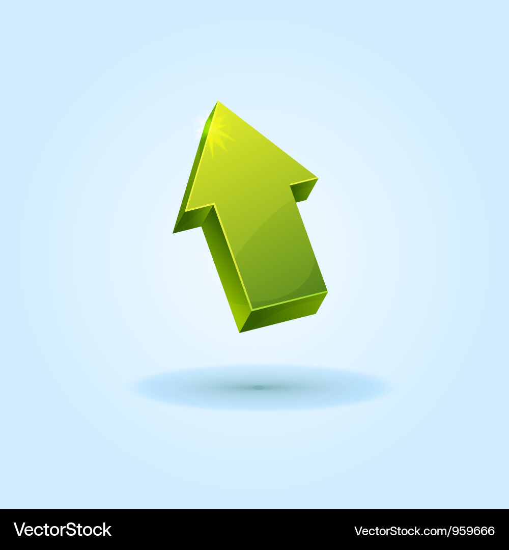 Green 3d arrow symbol isolated on blue background Vector Image