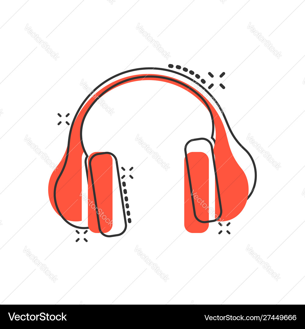Headphone headset icon in comic style headphones Vector Image