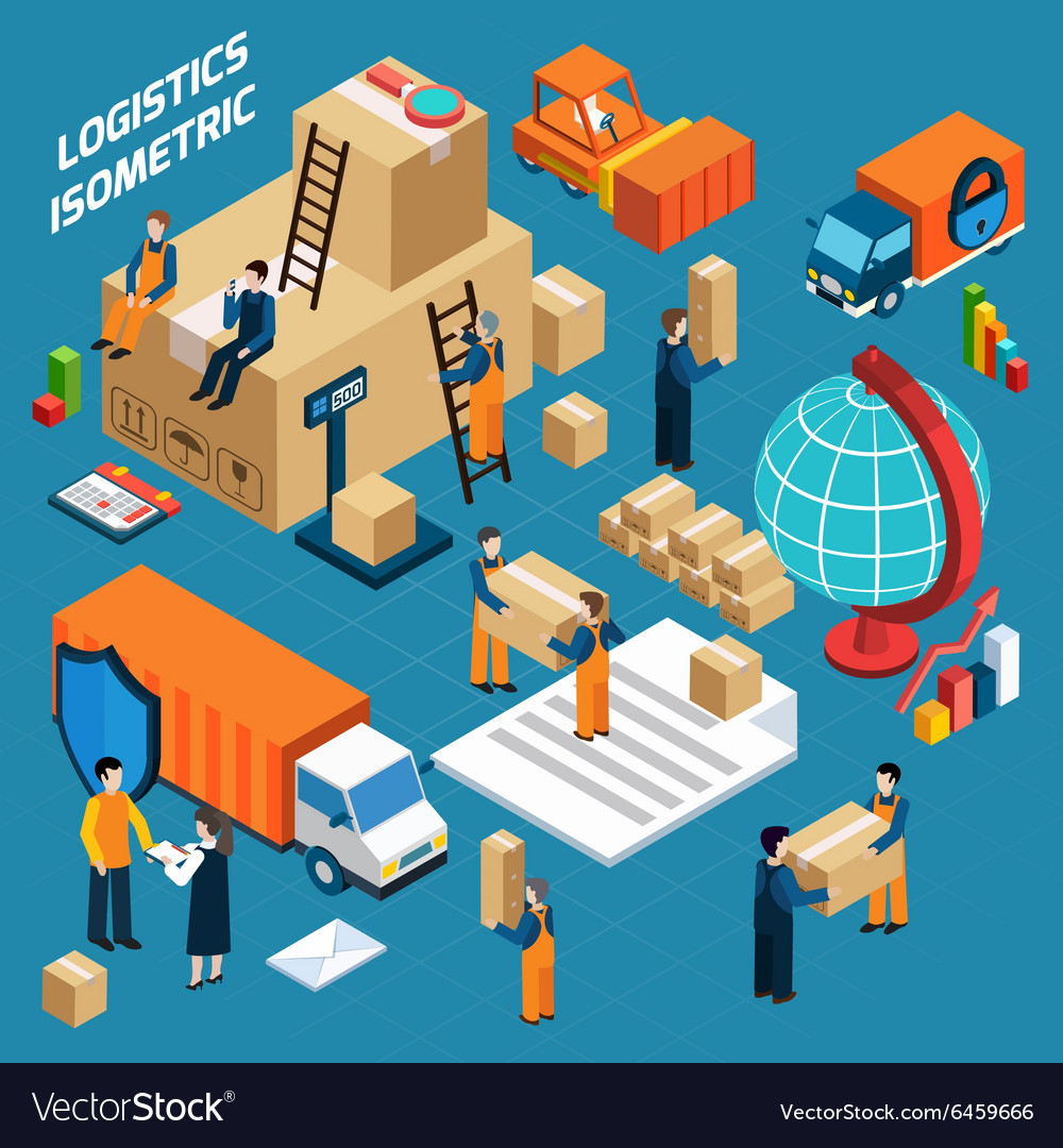 Isometric warehouse logistics concept Royalty Free Vector Isometric warehouse logistics concept Royalty Free Vector