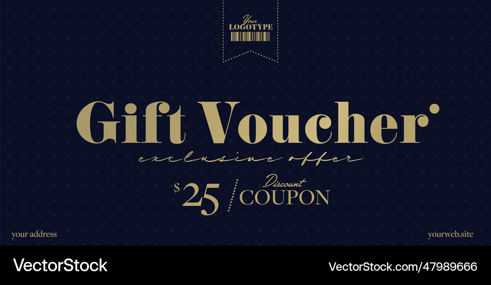 Luxury trendy design gift voucher with monetary Vector Image