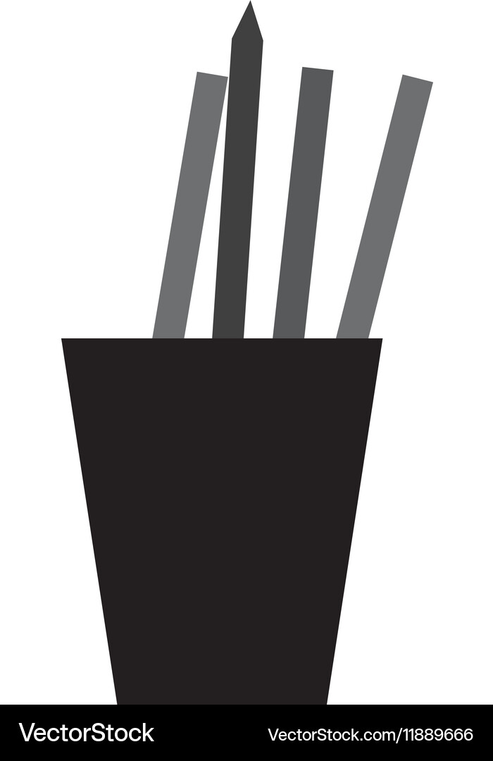 Monochromatic cup pencils pens utensils working Vector Image