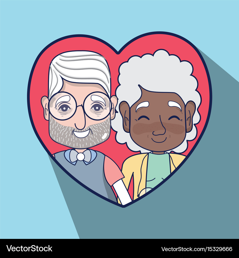 Old people inside of heart design Royalty Free Vector Image