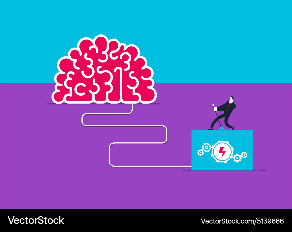 One man who turn on brain business Royalty Free Vector Image