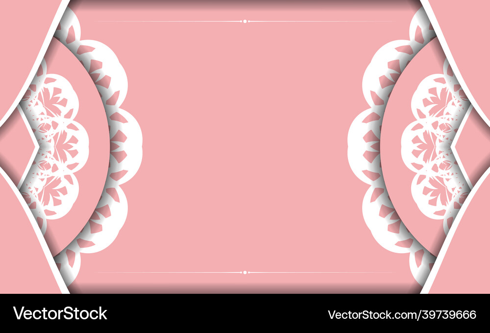 Pink banner with greek white pattern and place Vector Image