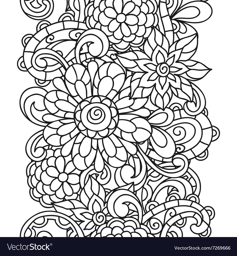Seamless nature pattern with line flowers Vector Image