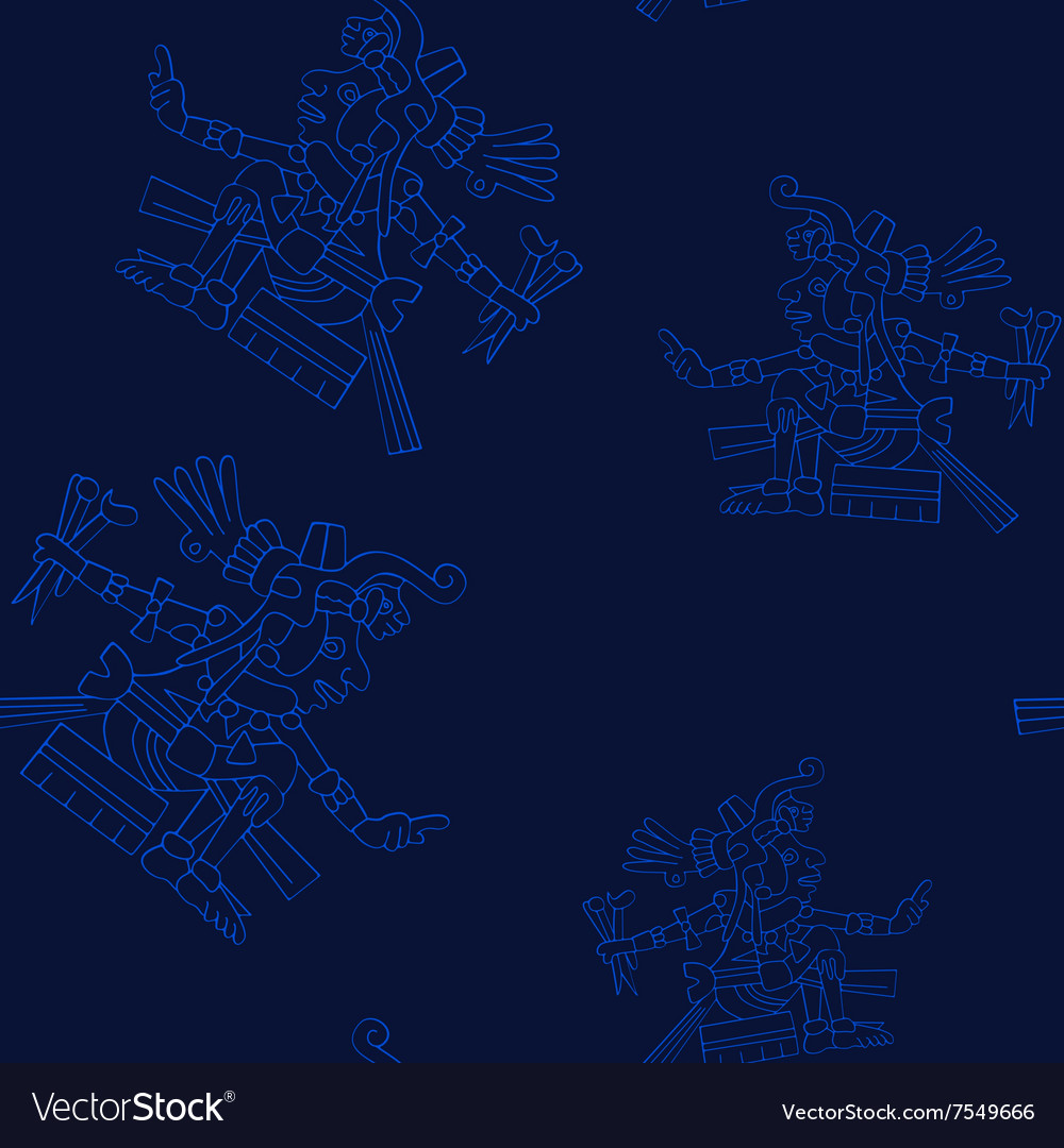 Seamless pattern with symbols from aztec codices Vector Image