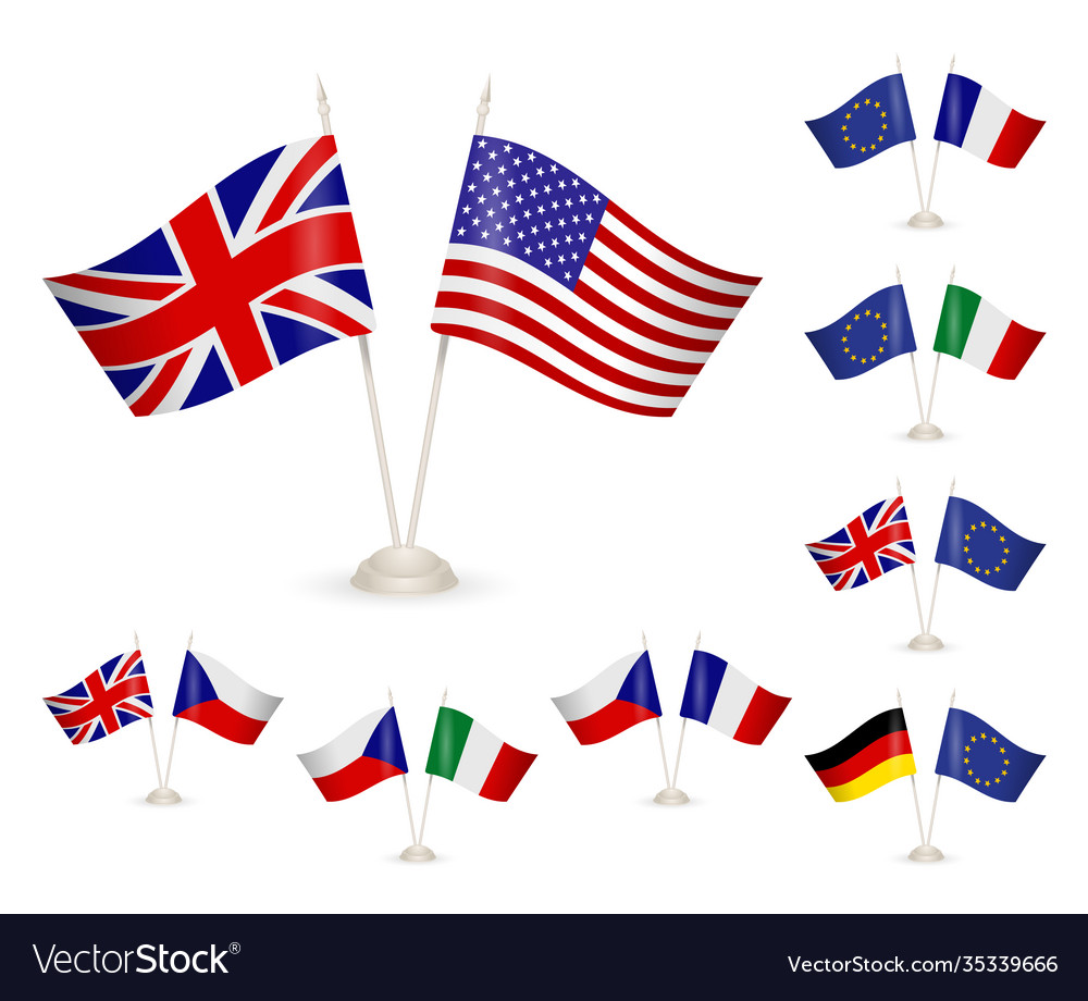 Set - table stand with flags Royalty Free Vector Image