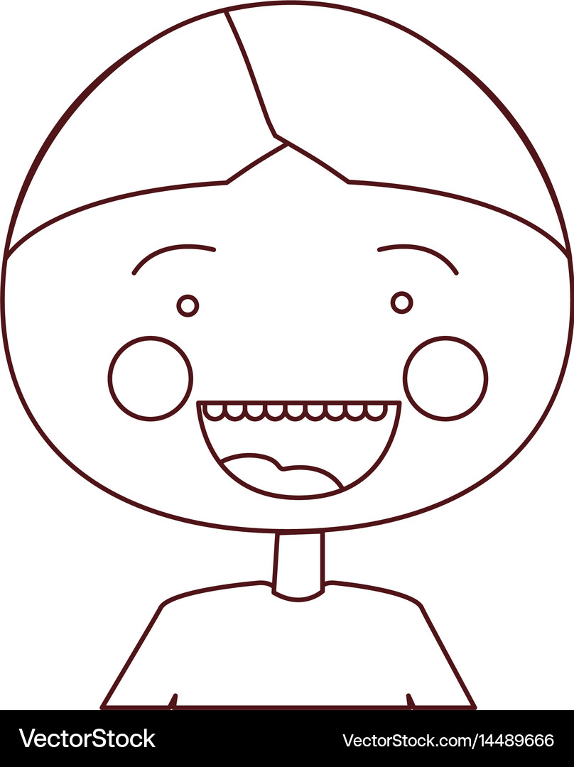 Sketch contour smile expression cartoon half body Vector Image