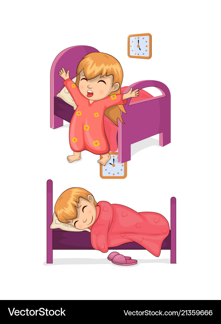 Sleep time and girl collection Royalty Free Vector Image