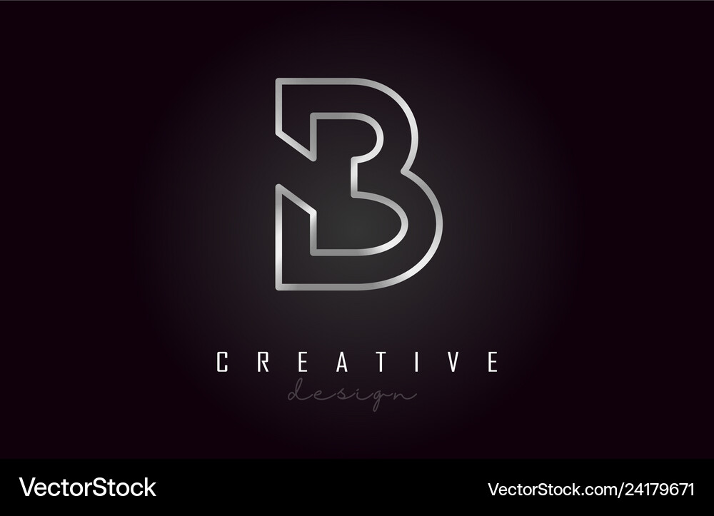 B silver letter logo monogram design creative Vector Image