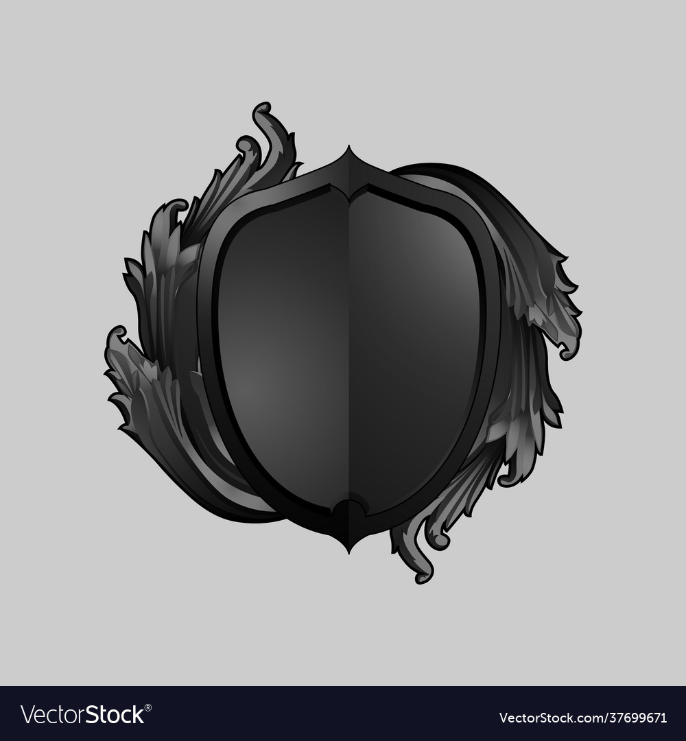 Black baroque shield elements Royalty Free Vector Image