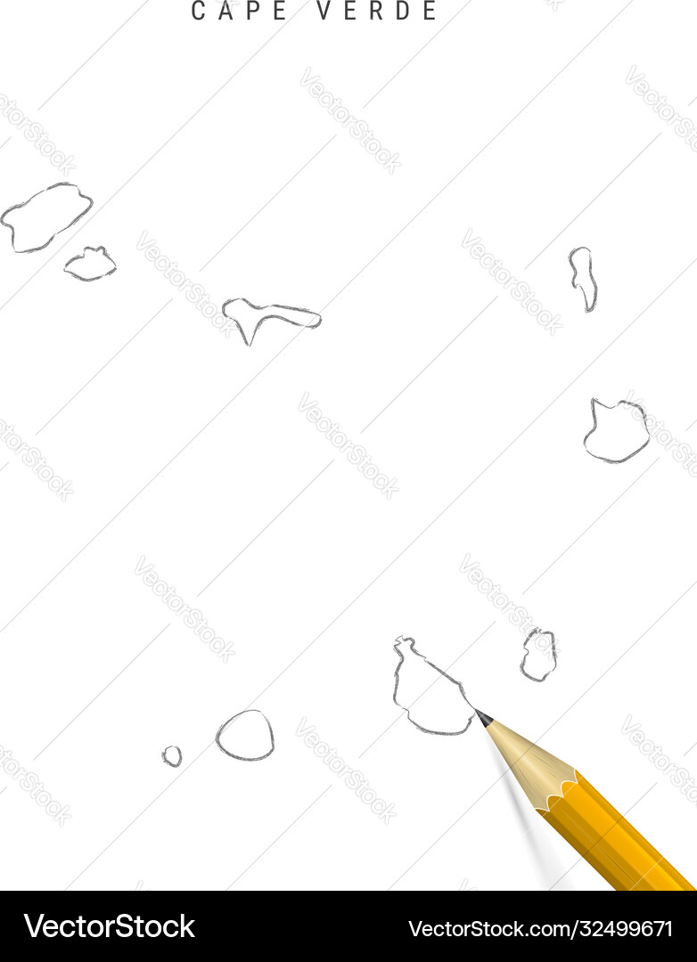 Cape verde freehand pencil sketch outline map Vector Image