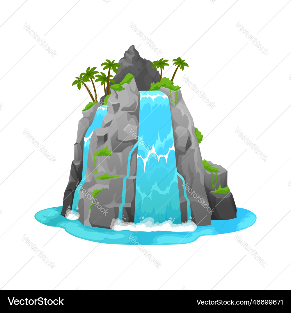 Cartoon waterfall water cascade nature landscape Vector Image