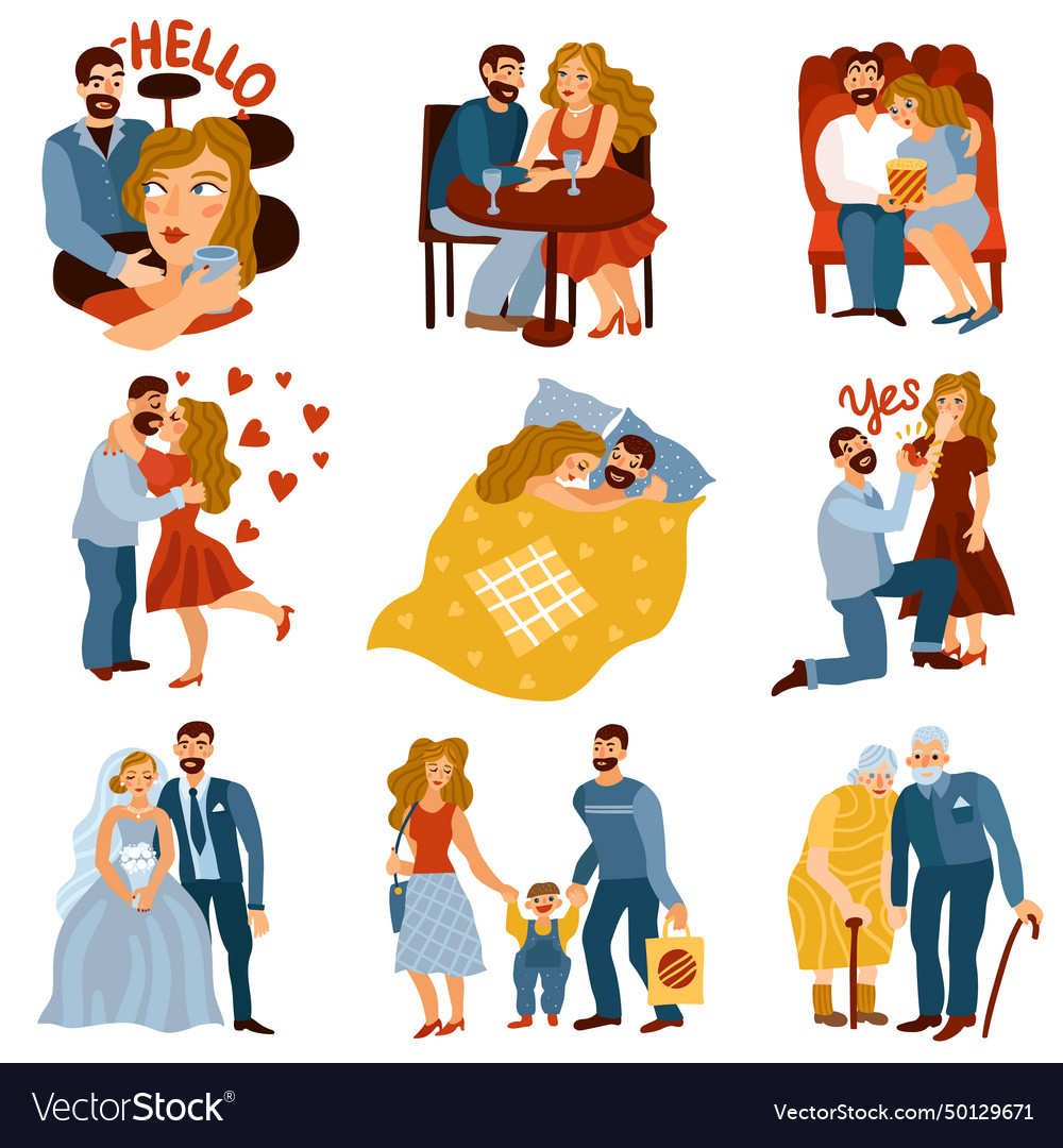 Developing relations set Royalty Free Vector Image