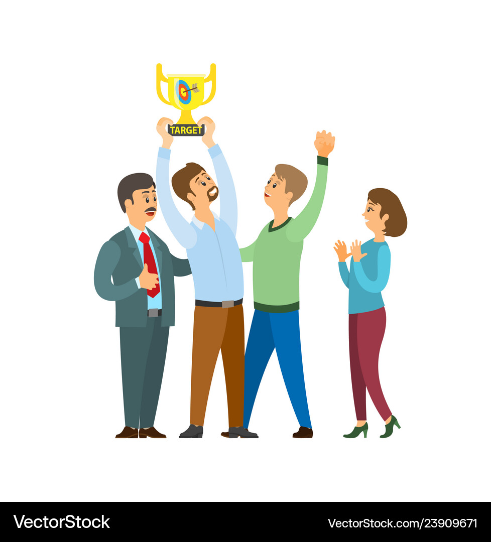 Employers and employees with trophy target Vector Image